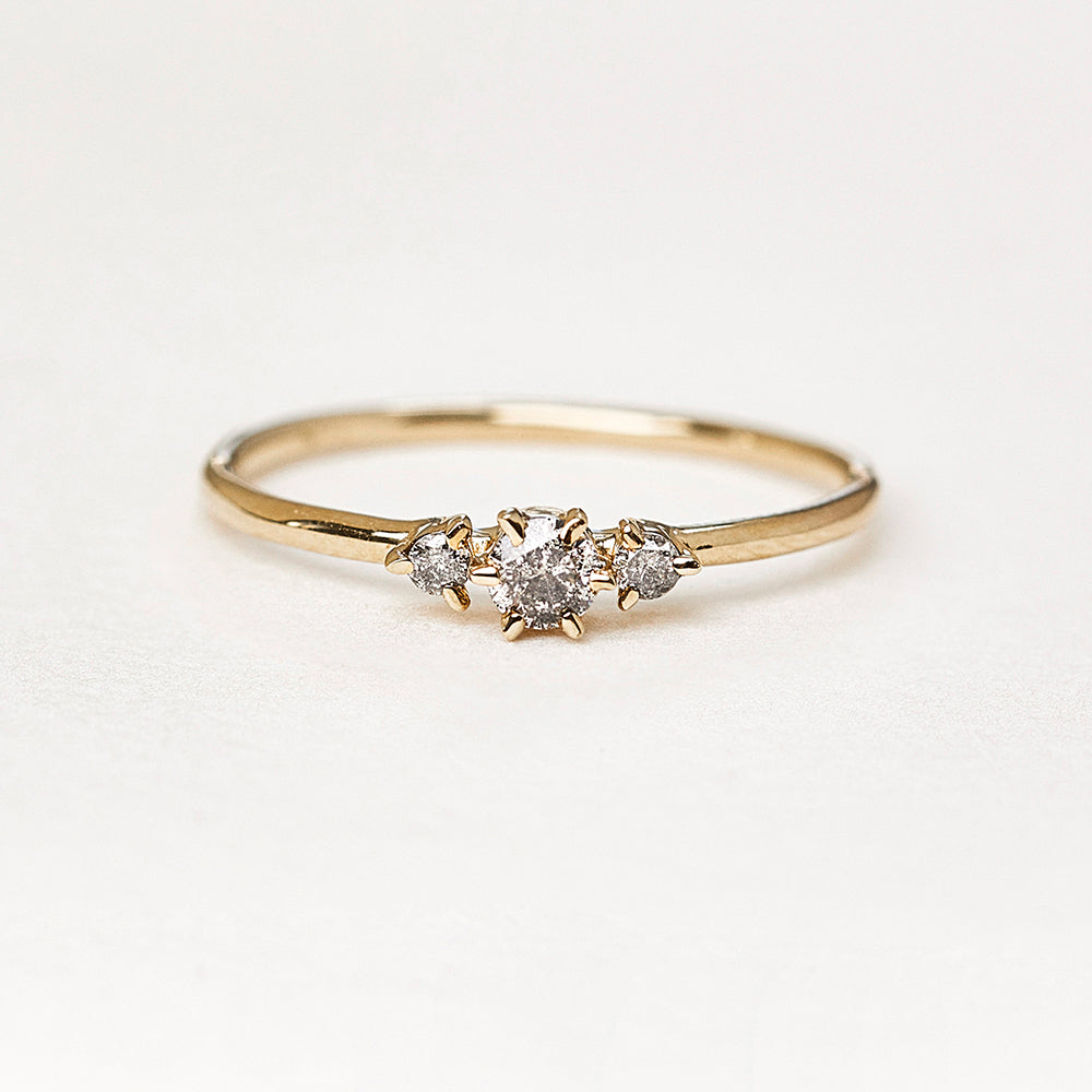 Stella Diamond Ring - 0.14ct Salt & Pepper Diamonds – Makaro Jewelry