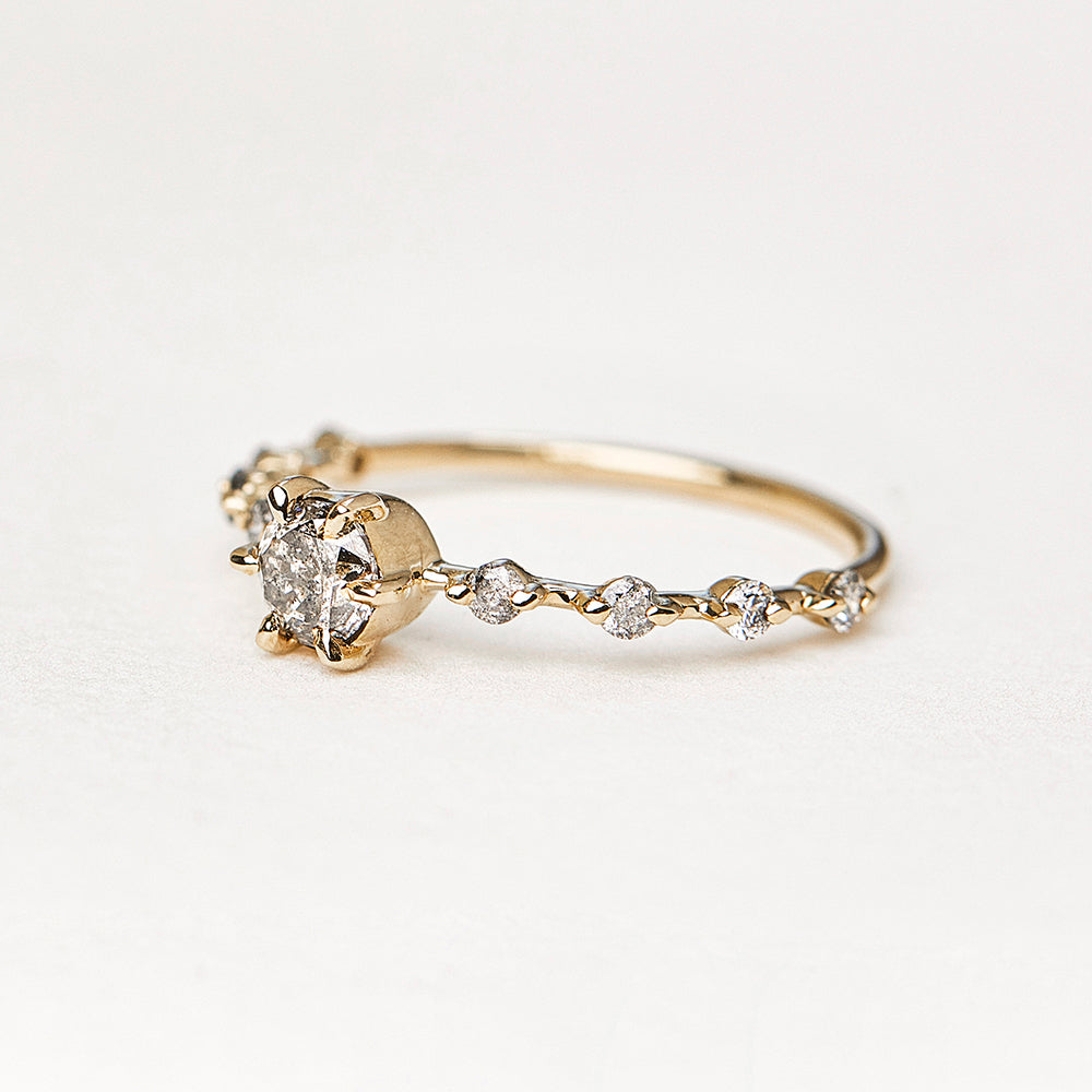 Aurora Diamond Ring - 0,51ct Salt & Pepper Diamonds – Makaro Jewelry